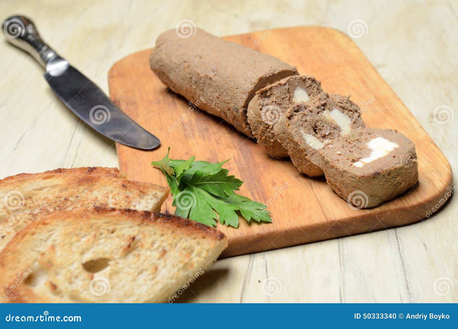 Roll Pate and Slices of Toasted Bread Stock Photo - Image of bacon ...