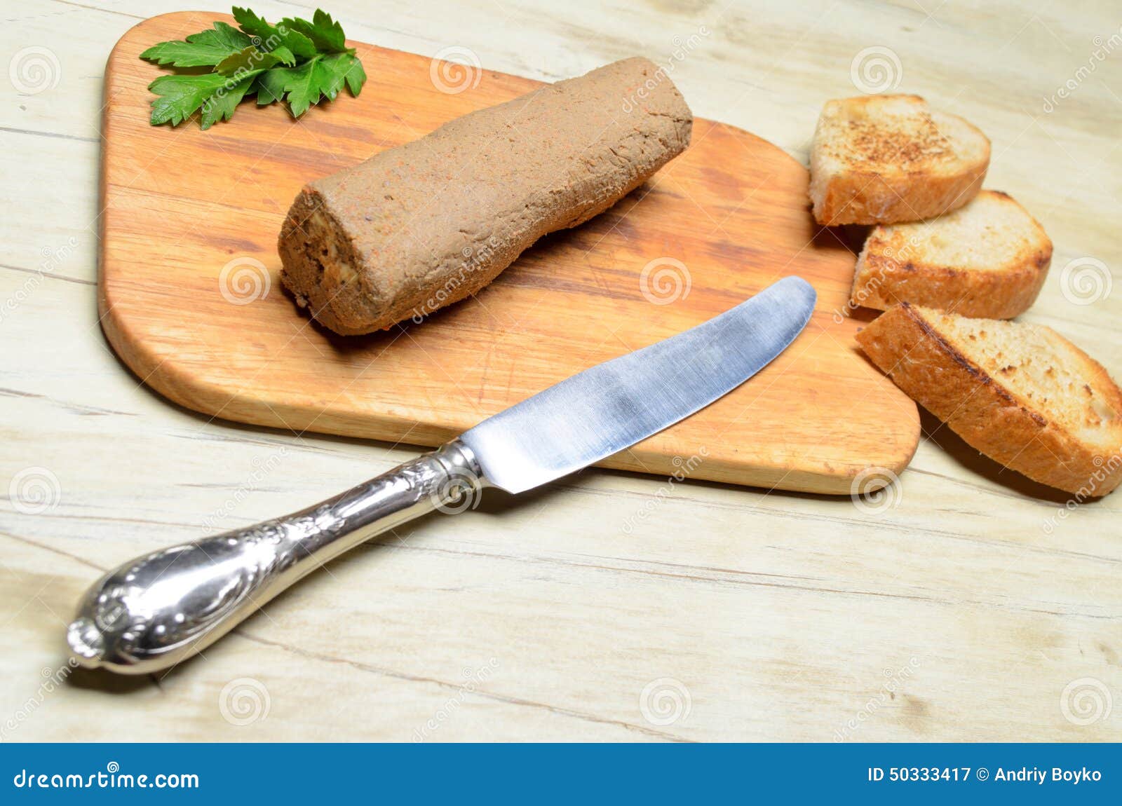 Roll Pate and Slices of Toasted Bread Stock Image - Image of goose ...
