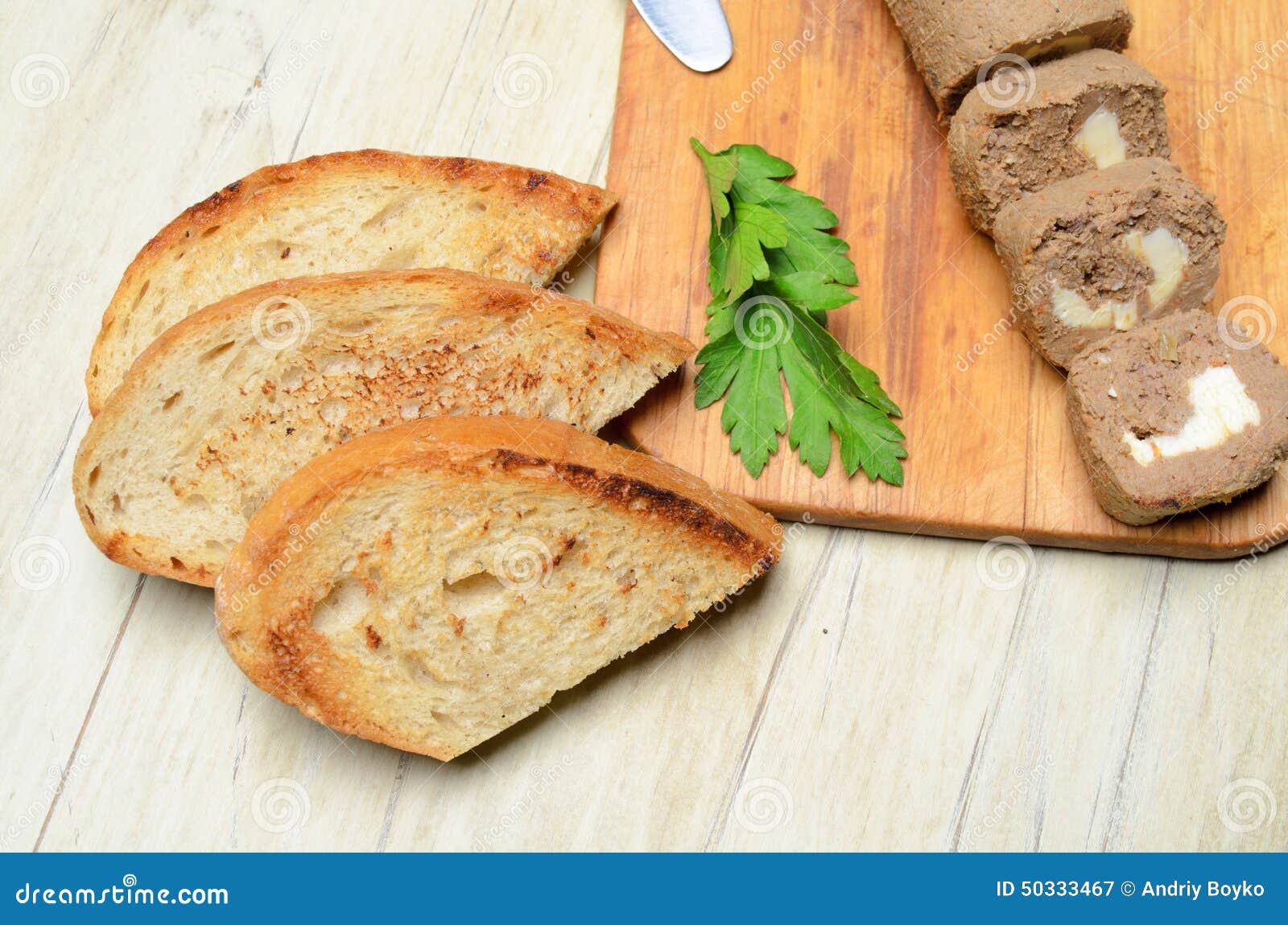 Roll Pate and Slices of Toasted Bread Stock Image - Image of gourmet ...