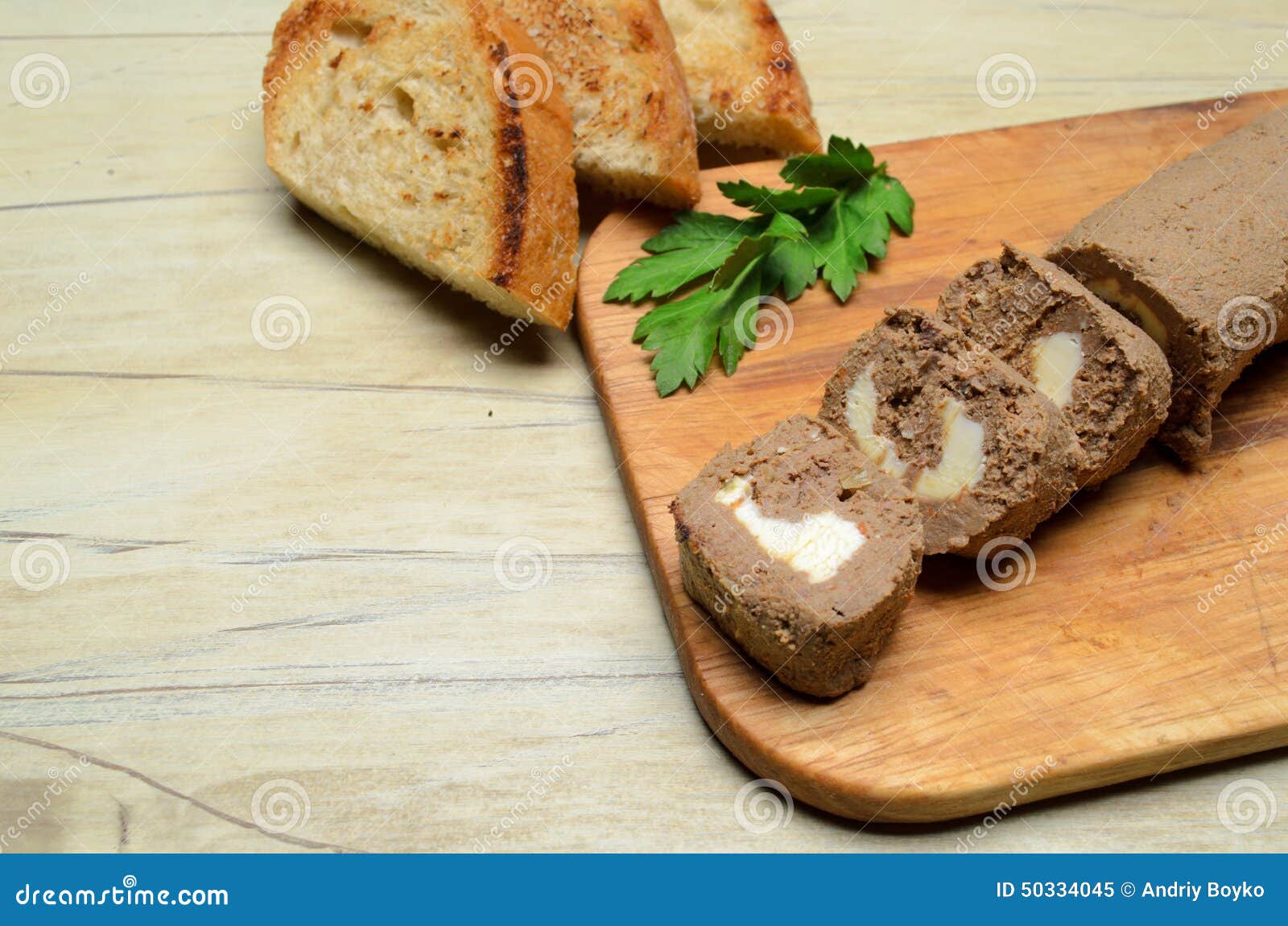 Roll Pate and Slices of Toasted Bread Stock Image - Image of home, gras ...