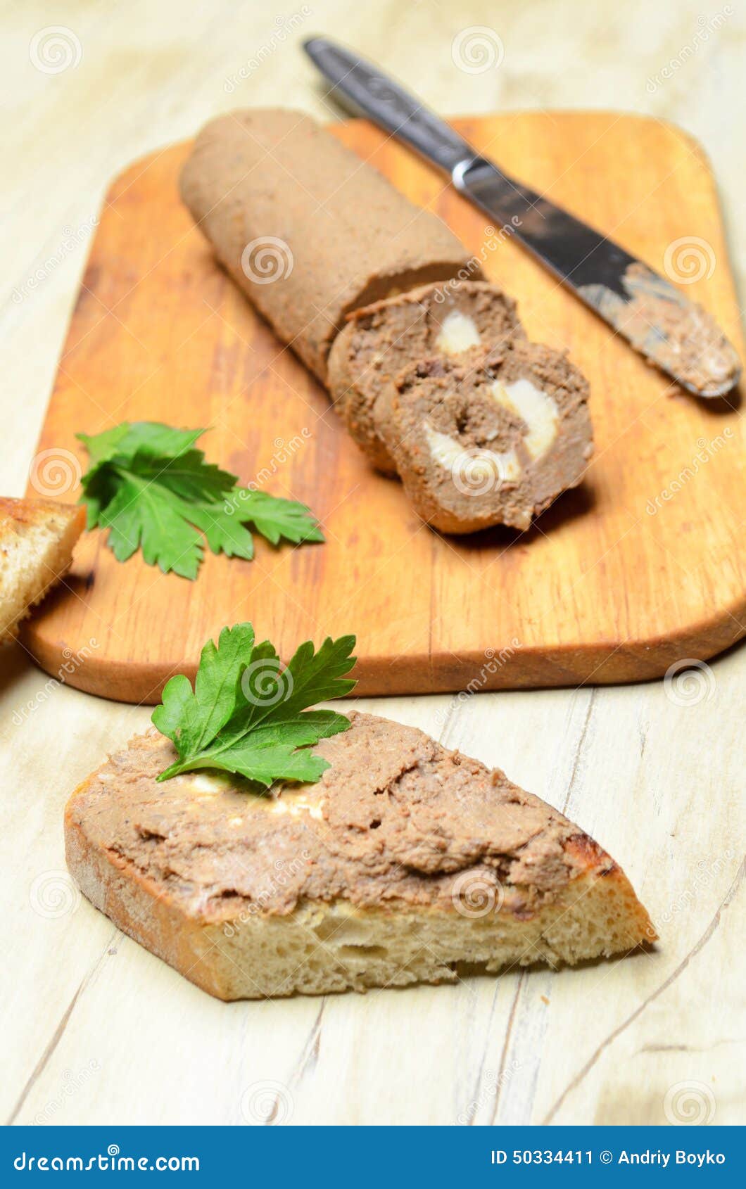 Roll Pate and Slices of Toasted Bread Stock Image - Image of brown ...