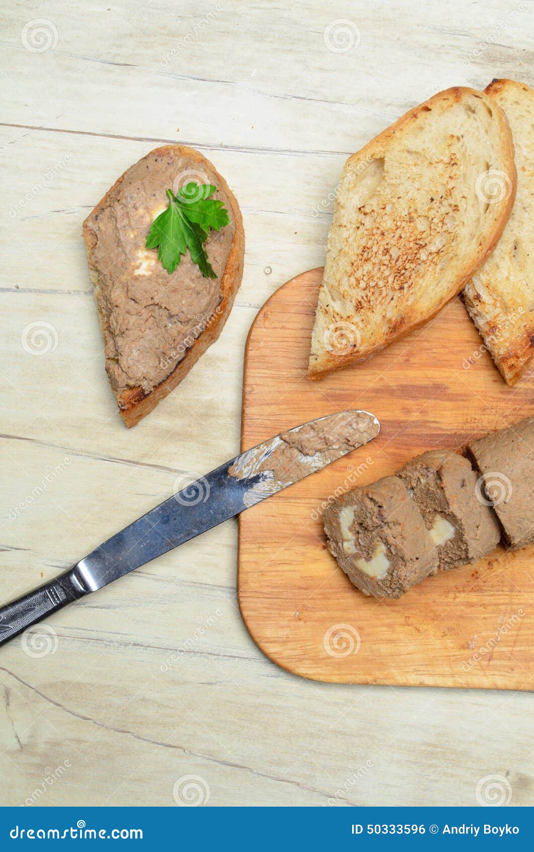 Roll Pate and Slices of Toasted Bread Stock Photo - Image of pate ...