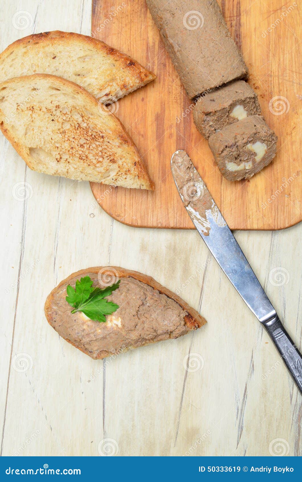 Roll Pate and Slices of Toasted Bread Stock Image - Image of dining ...
