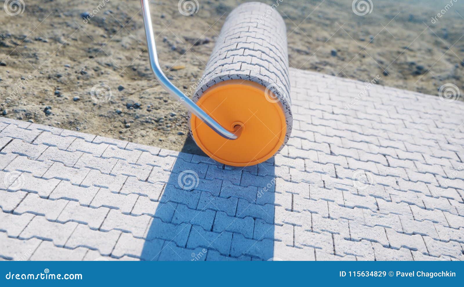 A Roll of Paving Slab. Brush of Paving Slab. Building Concept ...