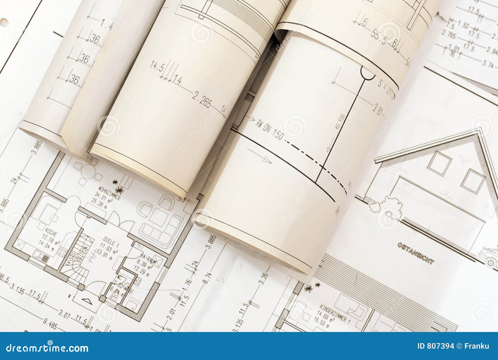 Roll of plans stock photo. Image of house, blueprint, build - 807394