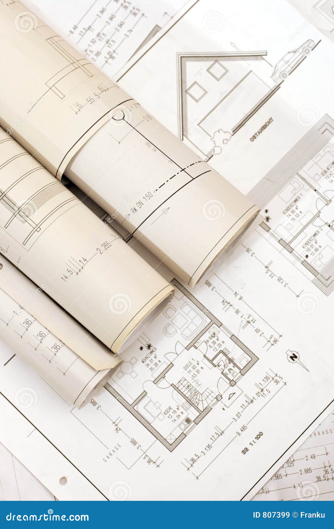 Roll of plans stock image. Image of construction, paper - 807399