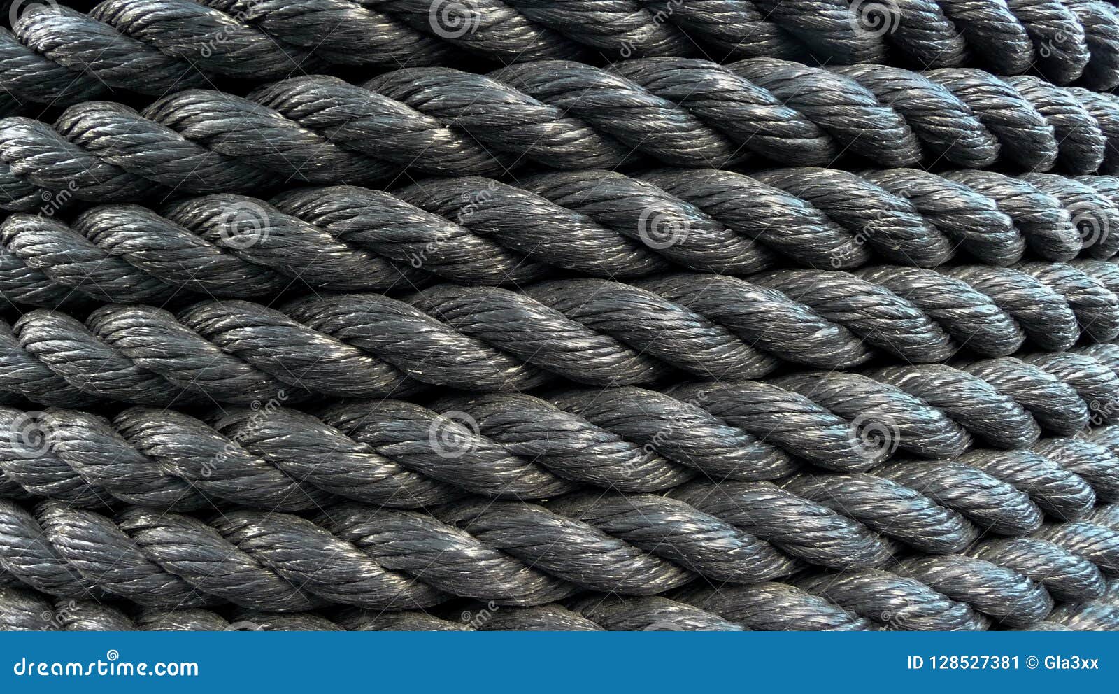 Roll Plastic Rope. Thick Black Rope Stock Image - Image of pattern ...
