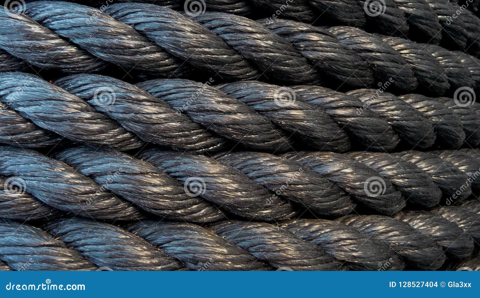 Roll Plastic Rope. Thick Black Rope Stock Photo - Image of boat, detail ...