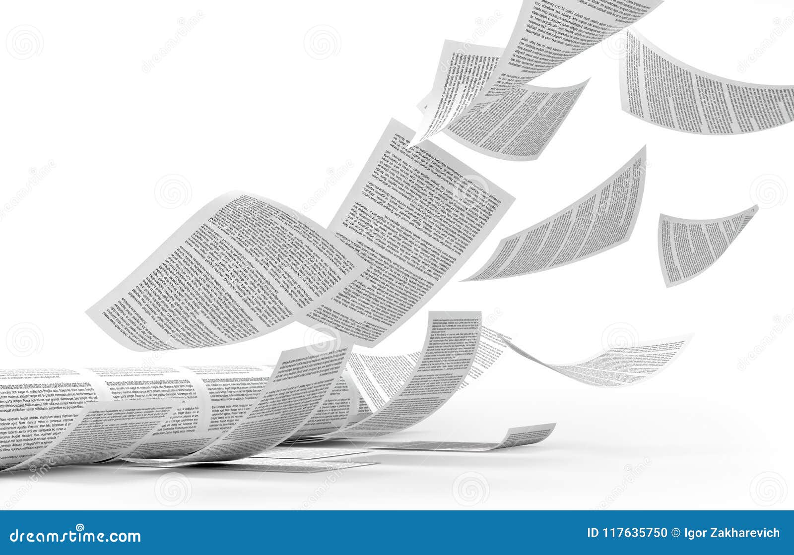 Roll Printing. Flying Printed Sheets of Paper Stock Photo - Image of ...