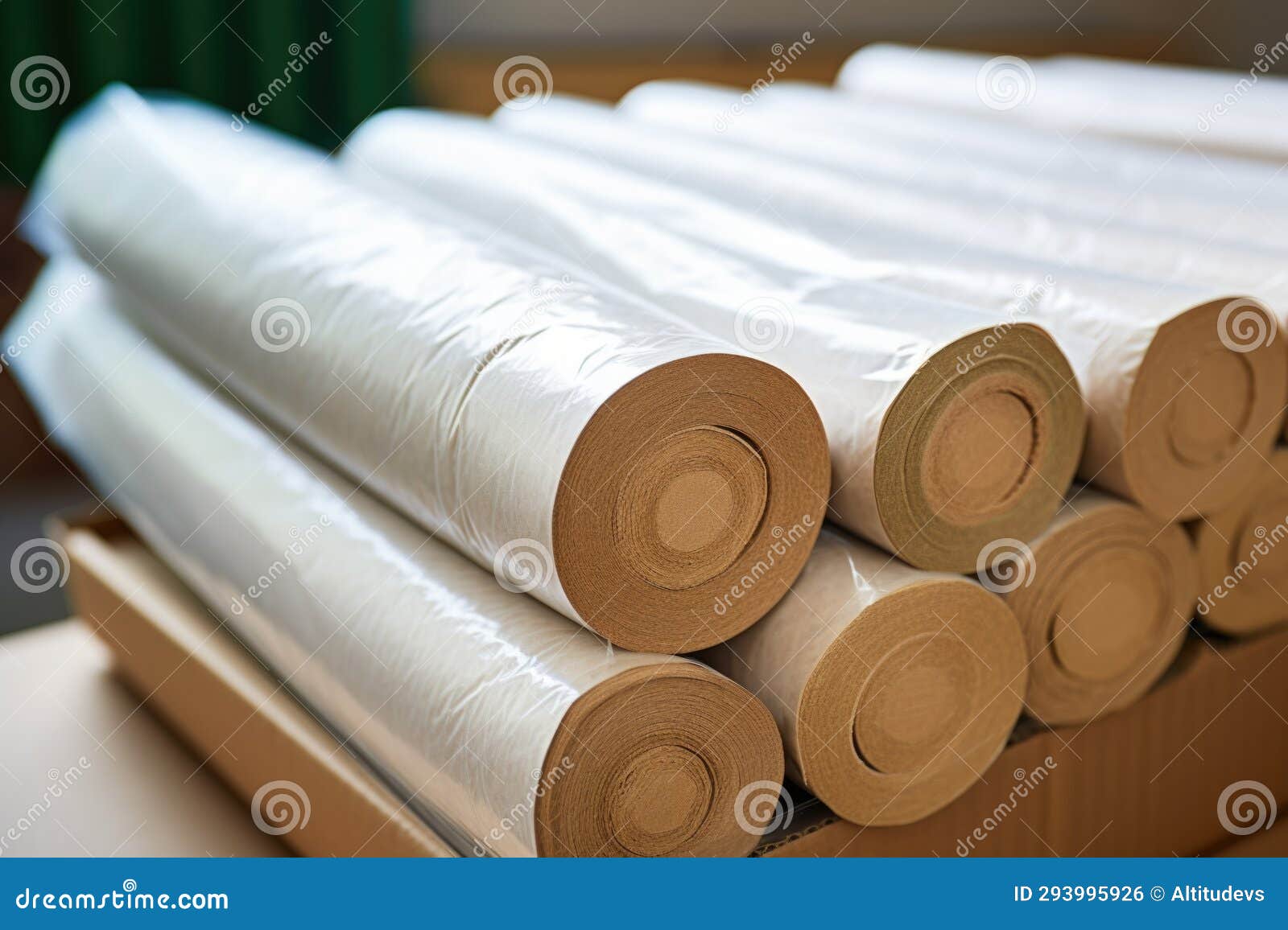 A Roll of Recycled Paper Insulation in Packaging Stock Photo - Image of ...