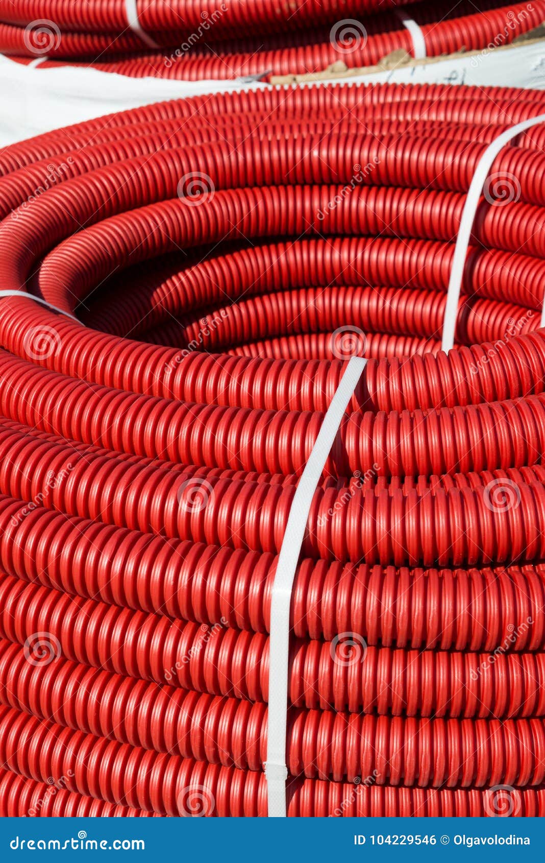 Roll of Red Flexible Plastic Pipes Stock Photo - Image of closeup ...