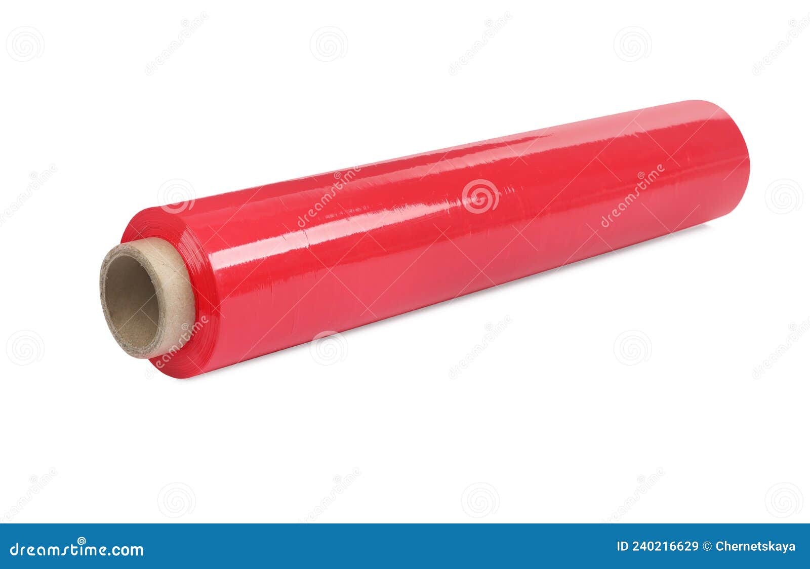 Roll of Red Plastic Stretch Wrap Film Isolated on White Stock Image ...