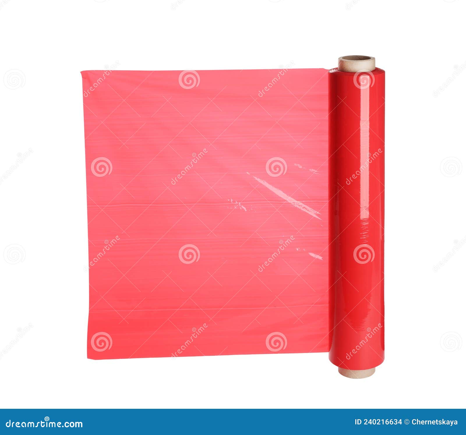 Roll of Red Plastic Stretch Wrap Film Isolated on White Stock Photo ...