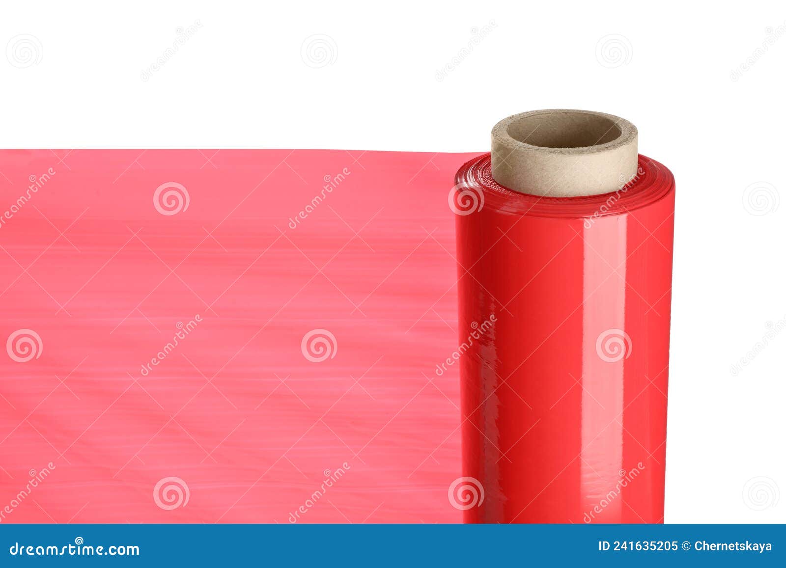 Roll of Red Plastic Stretch Wrap Film Isolated on White Stock Image ...