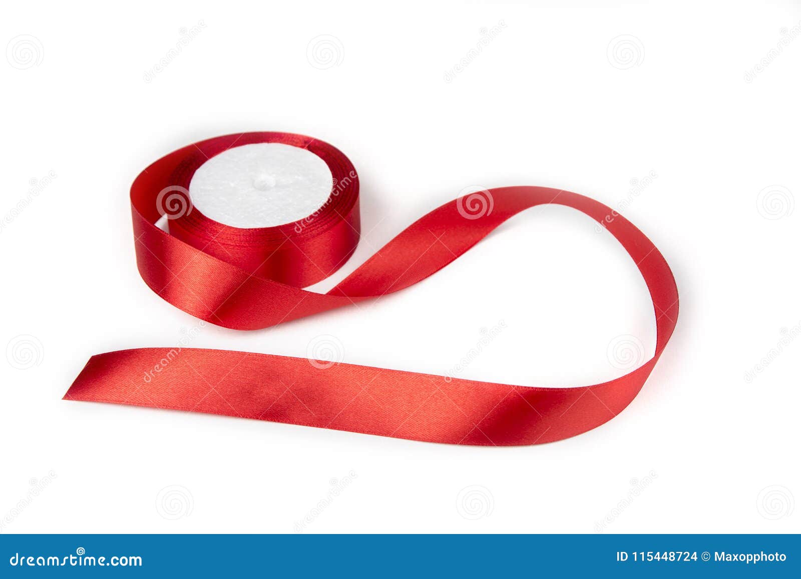 Roll of Red Ribbon on the White Background. Stock Photo - Image of sale ...