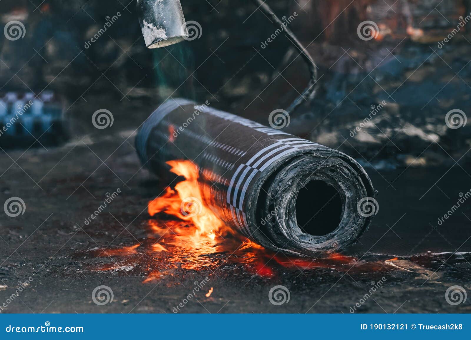 Roofing Installation Felt With Heating And Melting Bitumen Roll By ...