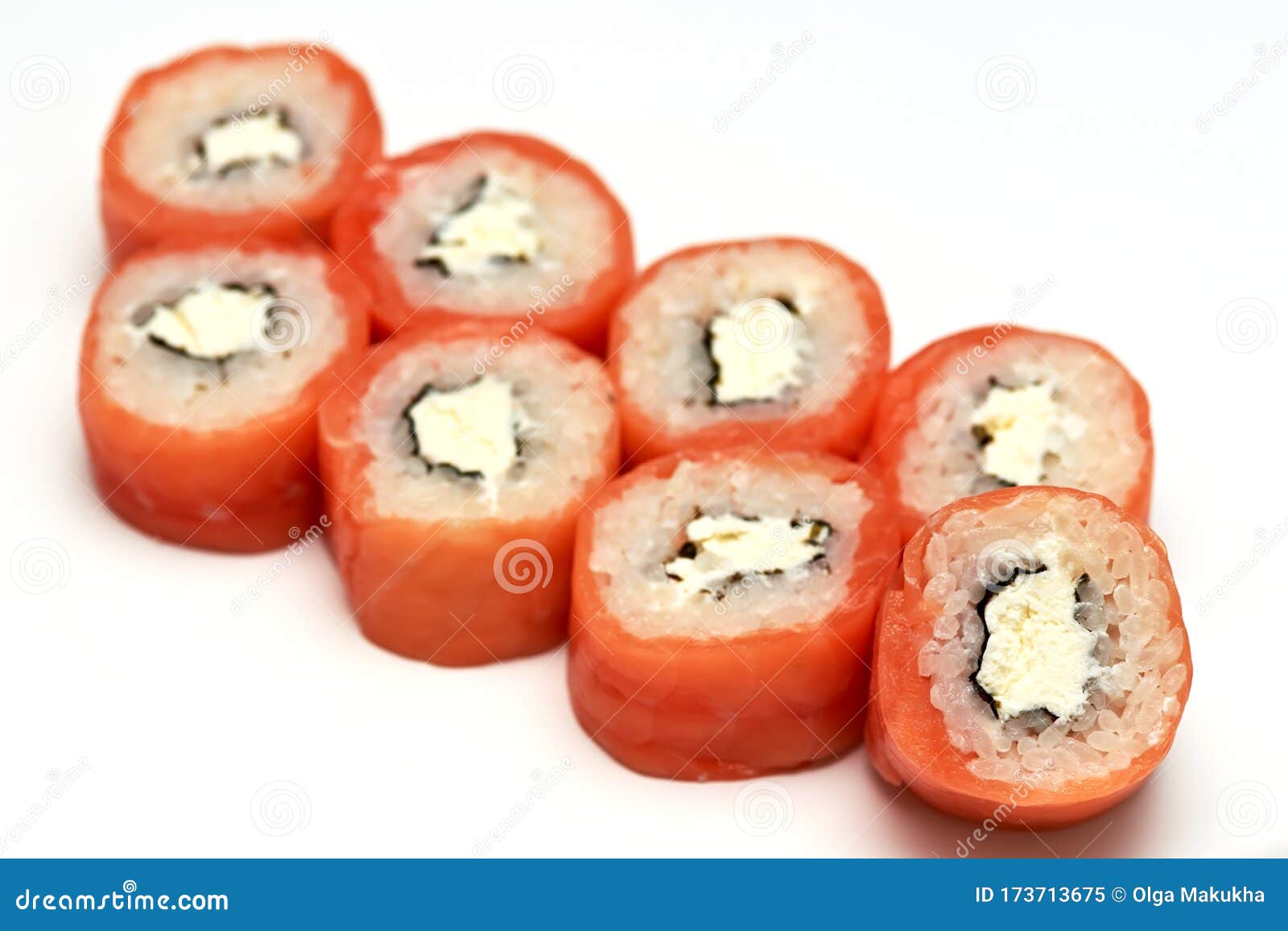 Roll Salmon Rice Nori Fish Chinese Isolate Stock Image - Image of asian ...
