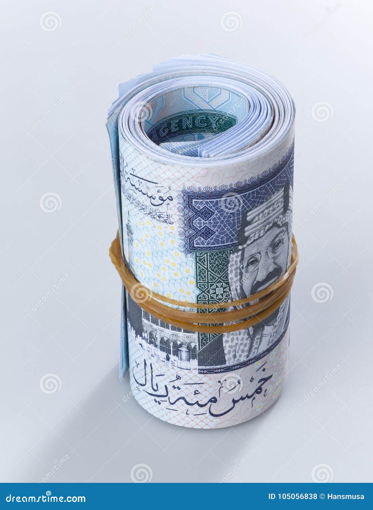 Roll Of Saudi Riyal Banknotes Of 500 Royalty-Free Stock Photography ...