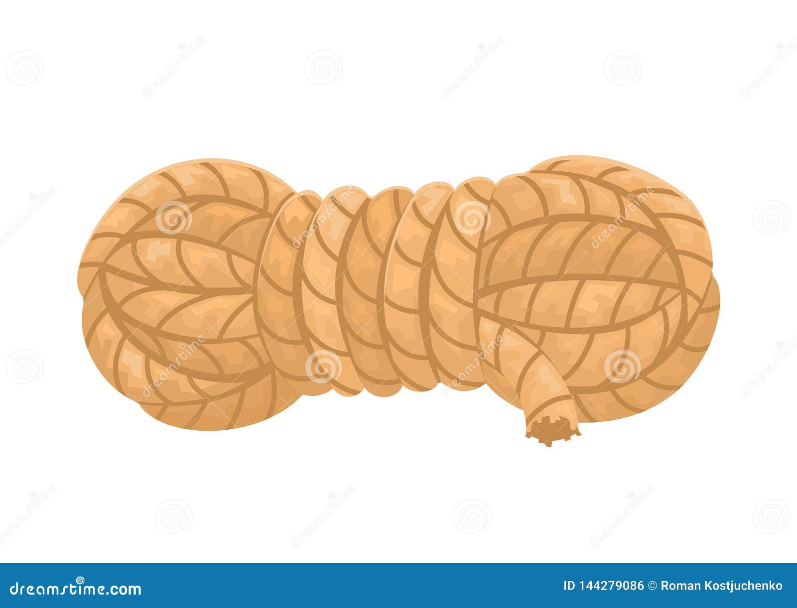 Roll of Ship Rope Cartoon Vector Illustration on White Background Stock ...