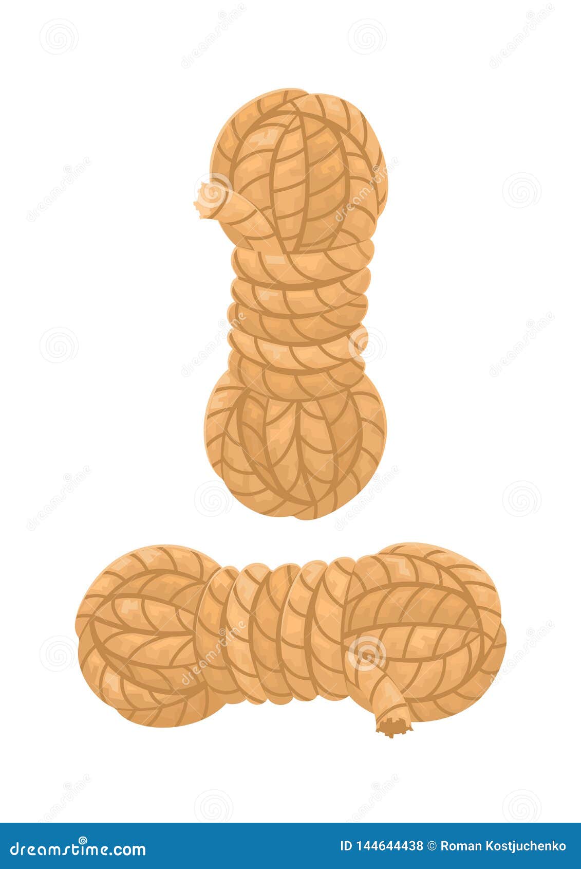 Roll of Ship Rope Cartoon Vector Illustration on White Background Stock ...