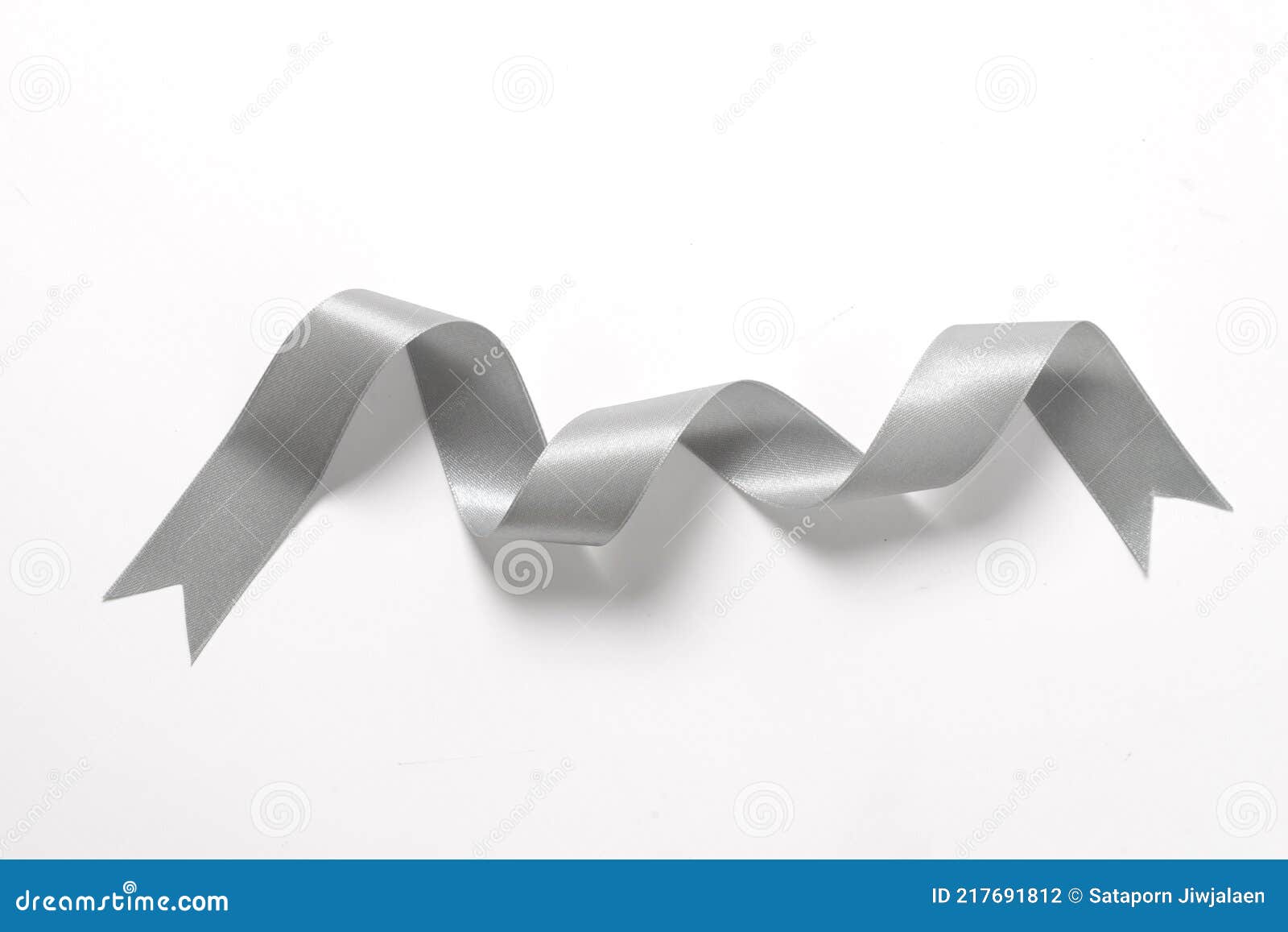 A Roll Silver Color Ribbon Isolated on White Stock Photo - Image of ...