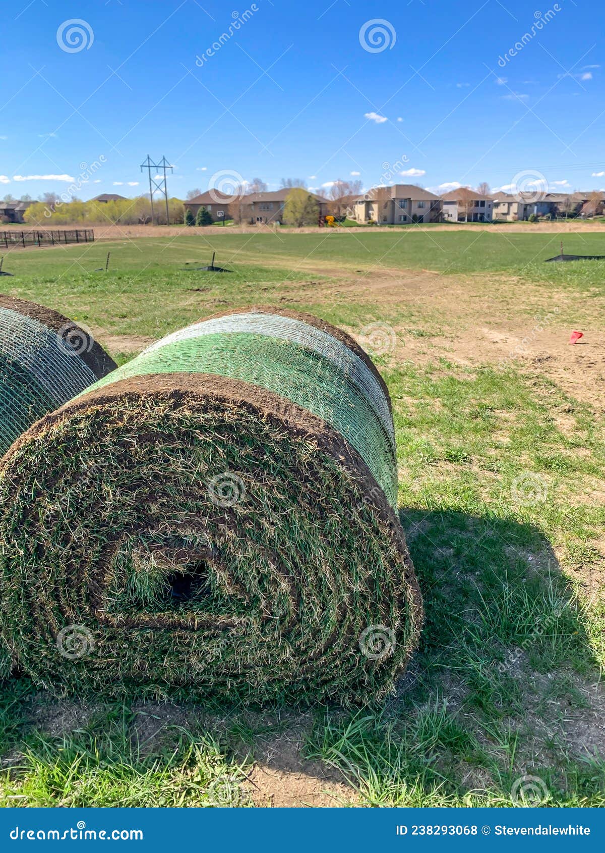 Roll of Sod Ready for Installation at a Construction Site Stock Photo ...