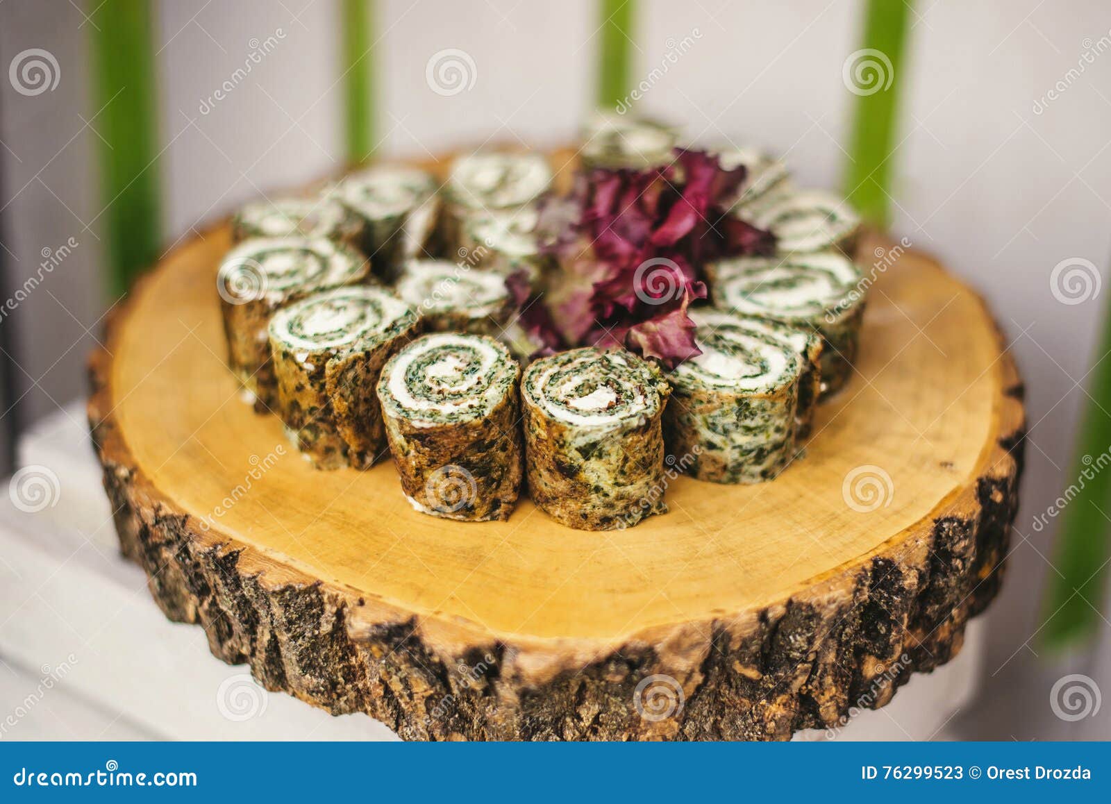 Roll with spinach, sliced stock image. Image of rolls - 76299523