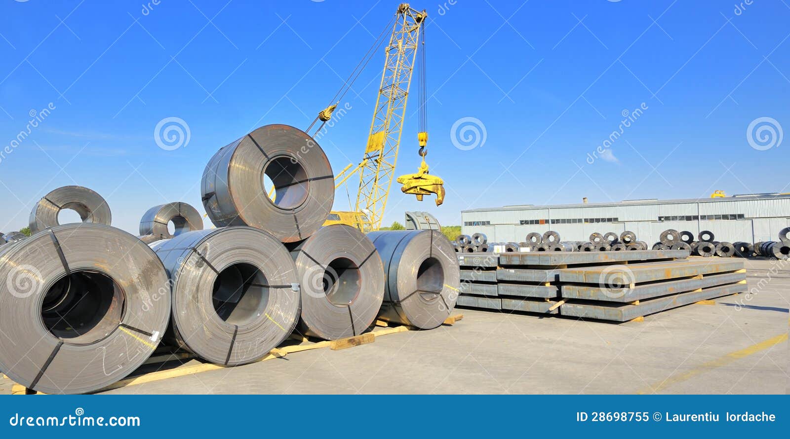 Roll Of Steel Sheet In A Plant, Picjked Up By Crane Stock Image ...