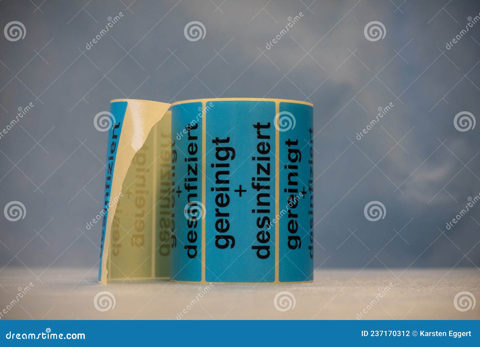 On a Roll are Stickers with the Inscription Cleaned+disinfected Stock ...