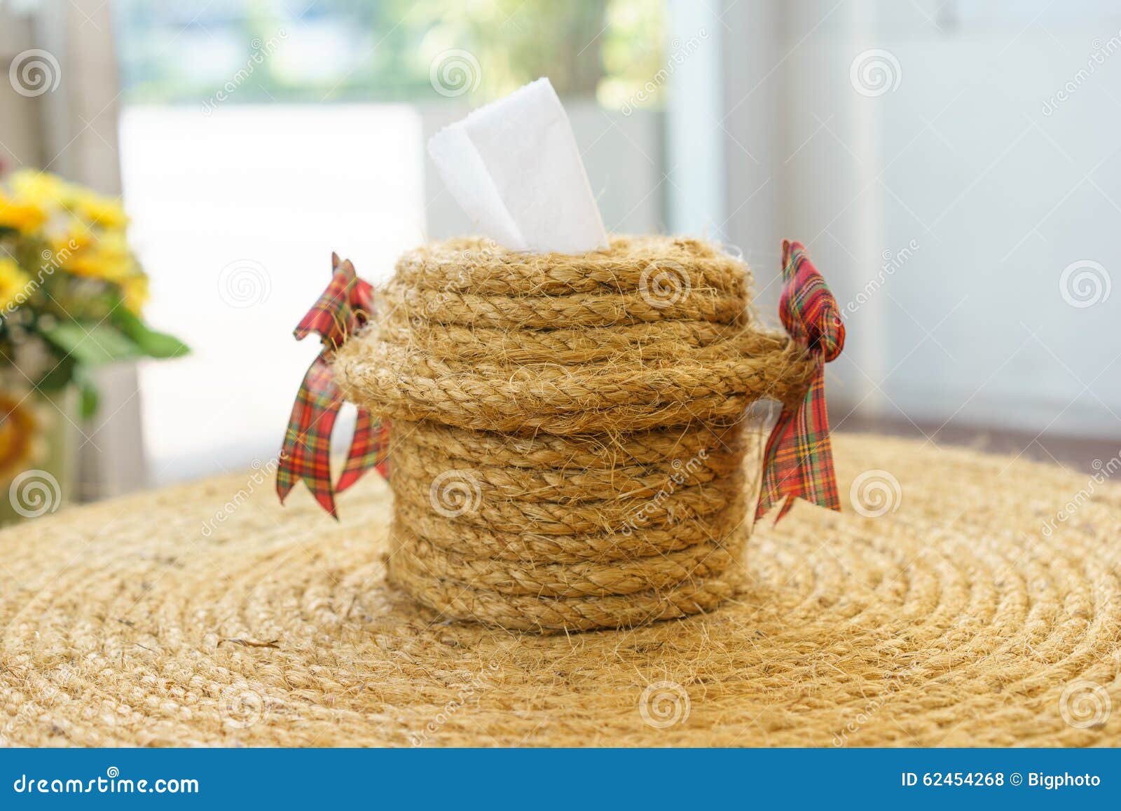 Roll of Toilet Paper, Boxes Made of Rope. Stock Photo - Image of soft ...