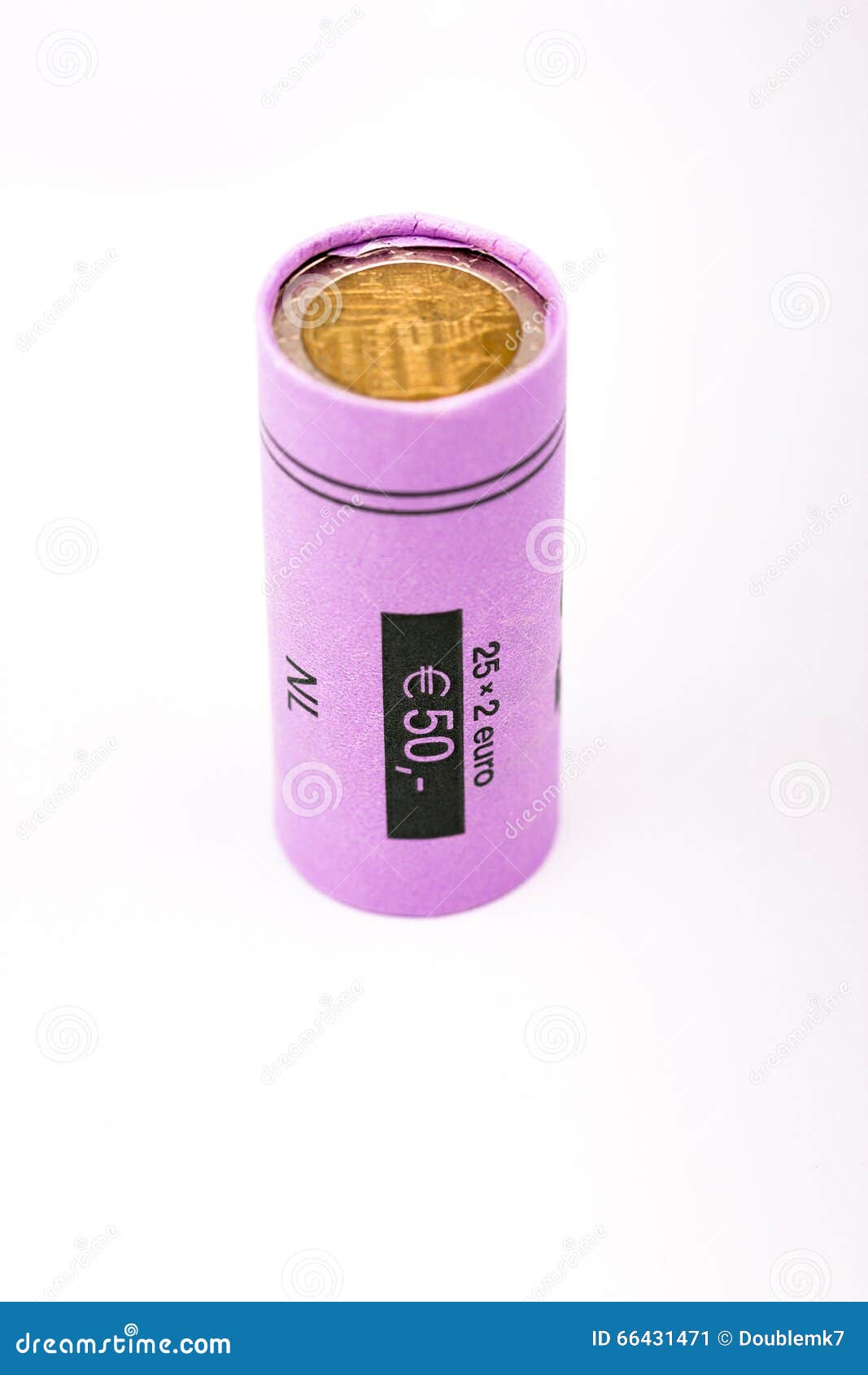 Roll of two euro coins stock image. Image of silver, money - 66431471