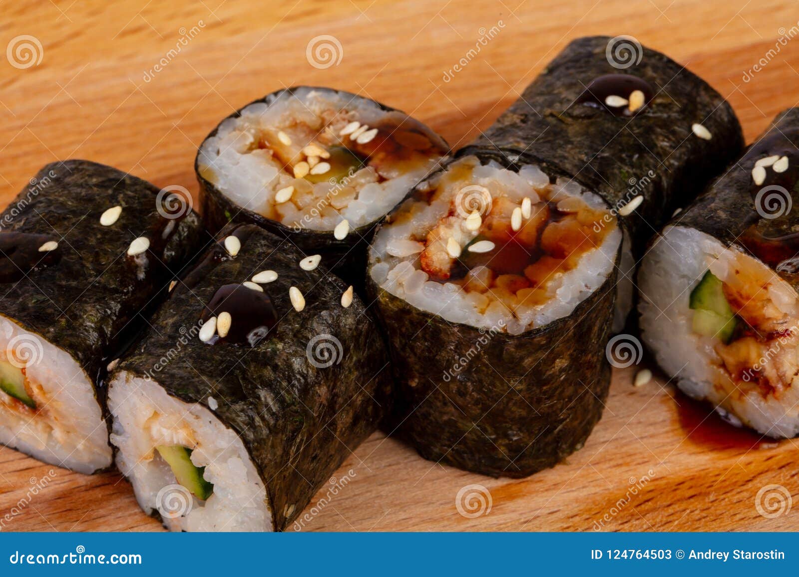Roll Unagi Maki stock image. Image of dinner, gourmet - 124764503