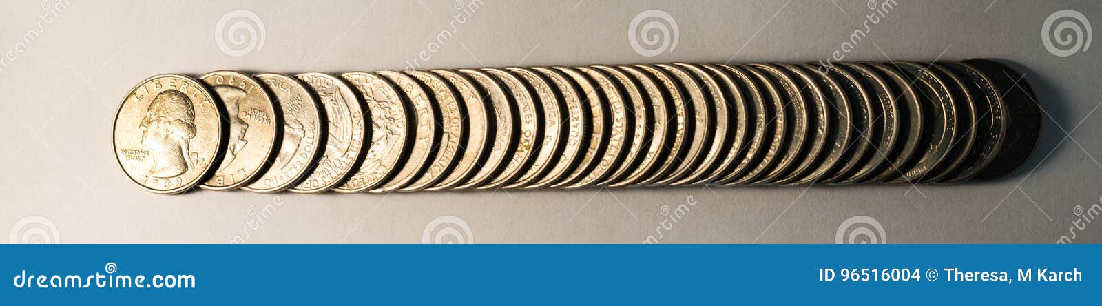 Roll of United States Quarters Stock Photo - Image of fade, quarters ...