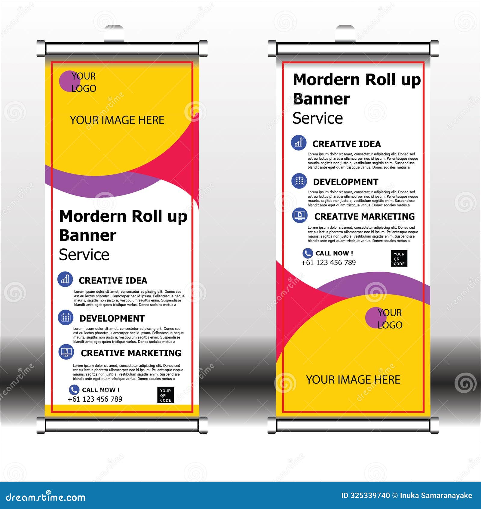 Modern Roll Up Banner Display Poster Layout Ads Mobile Infographics ...