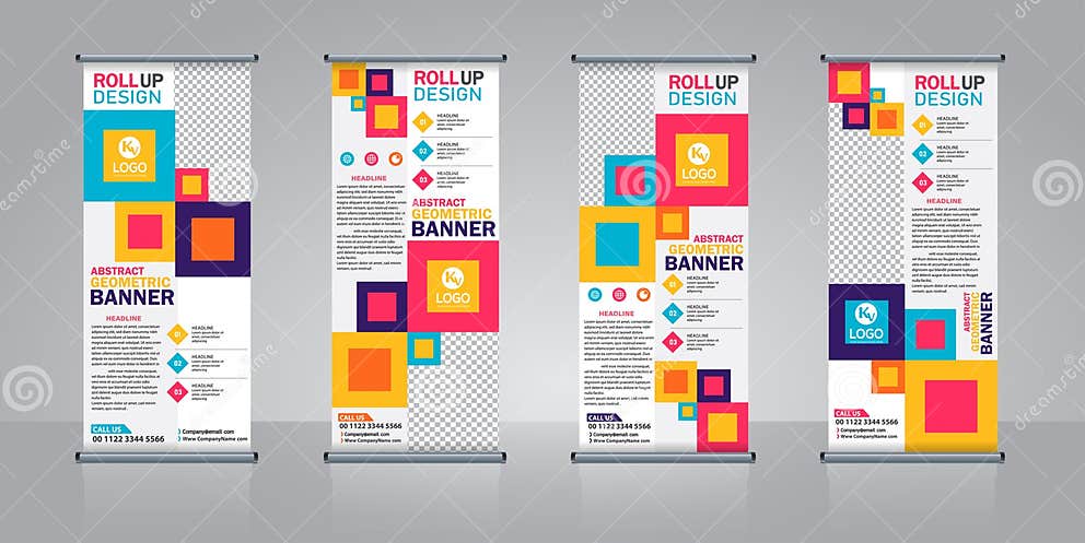 Roll Up ,pull Up Banner Design Template Stock Vector - Illustration of ...