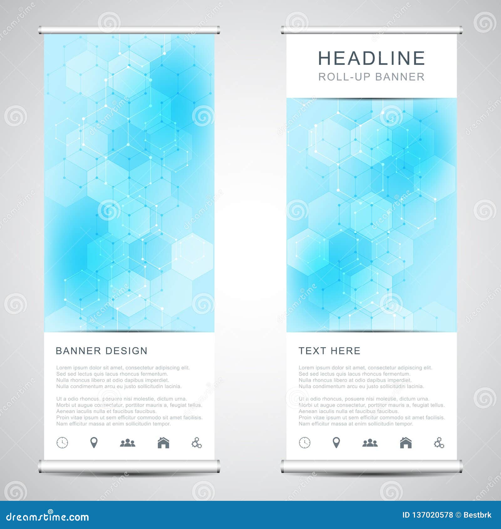 Roll Up Banner Stands with Abstract Geometric Background of Hexagons ...