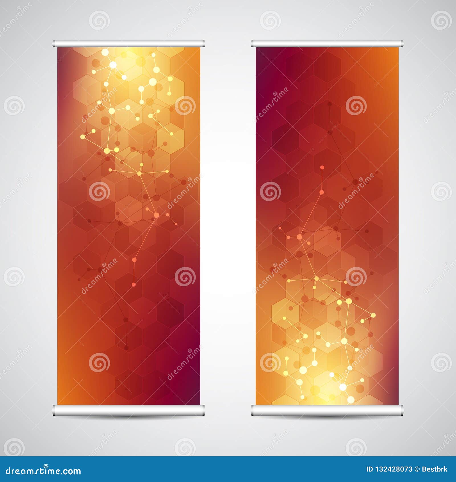 Roll Up Banner Stands with Abstract Geometric Background of Molecular ...