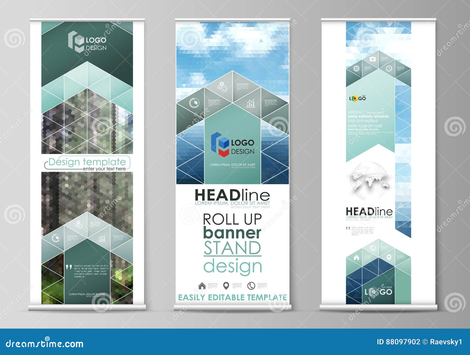 Vertical Triangular Prism Multicolored Banner Vector Illustration ...