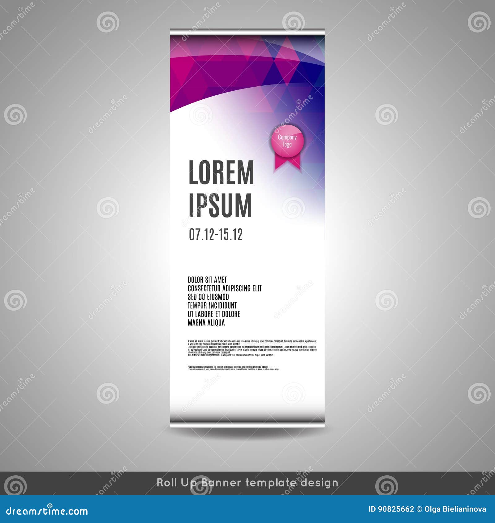 Roll Up Banner Template Design with Striped Background. Stock Vector ...