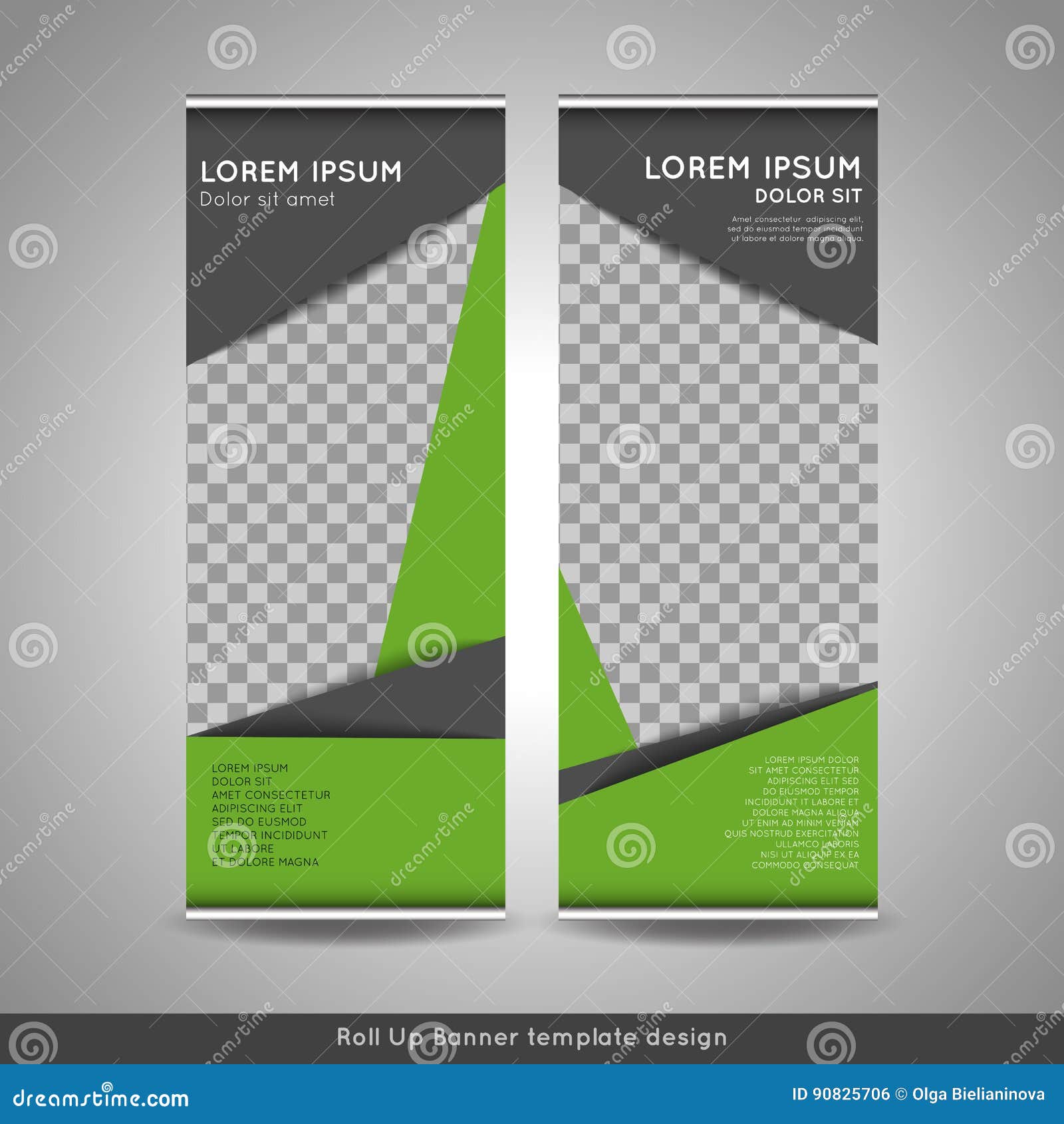 Roll Up Banner Template Design with Striped Background. Stock Vector ...