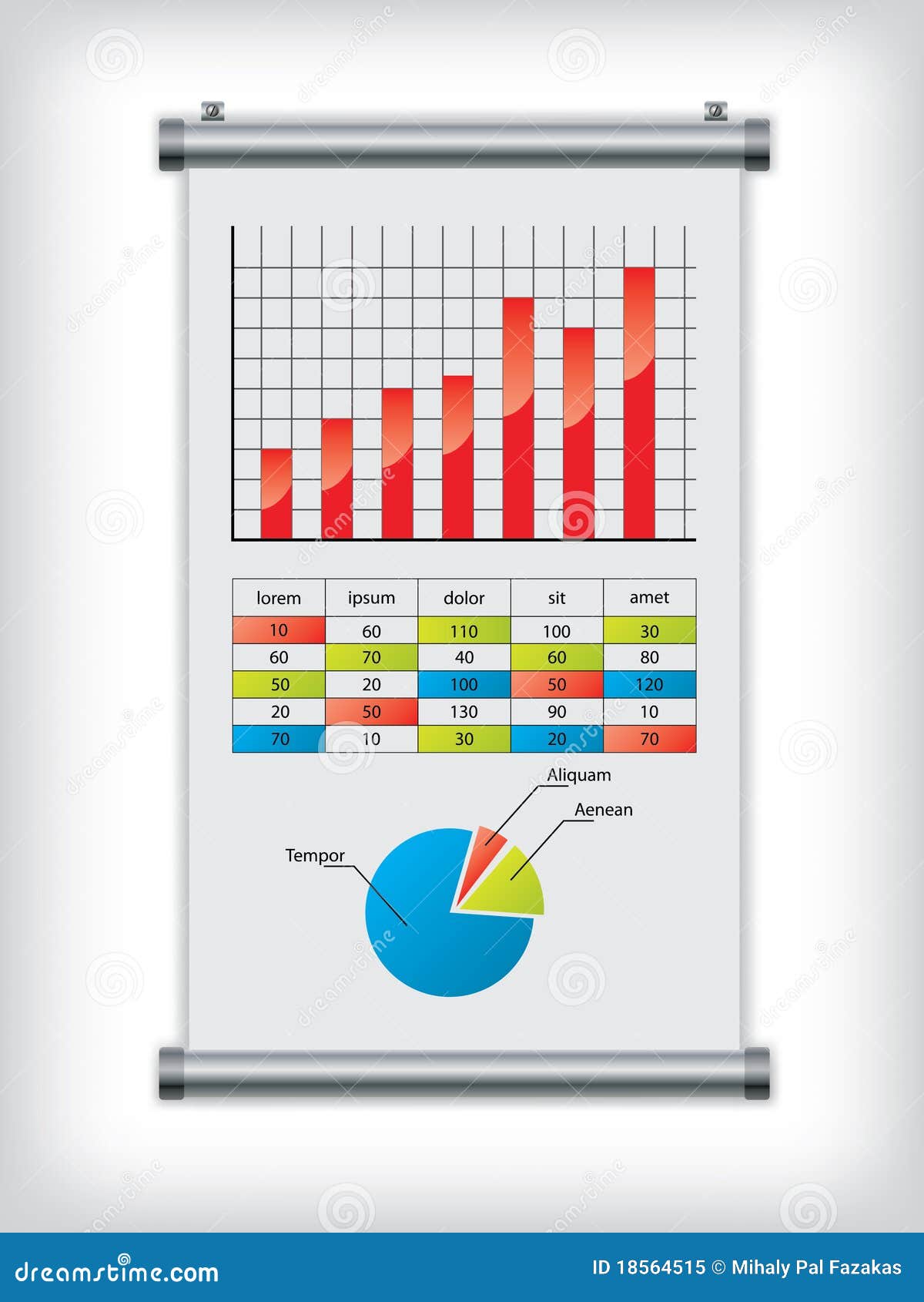 Roll Up Display with Charts and Diagrams Stock Vector - Illustration of ...