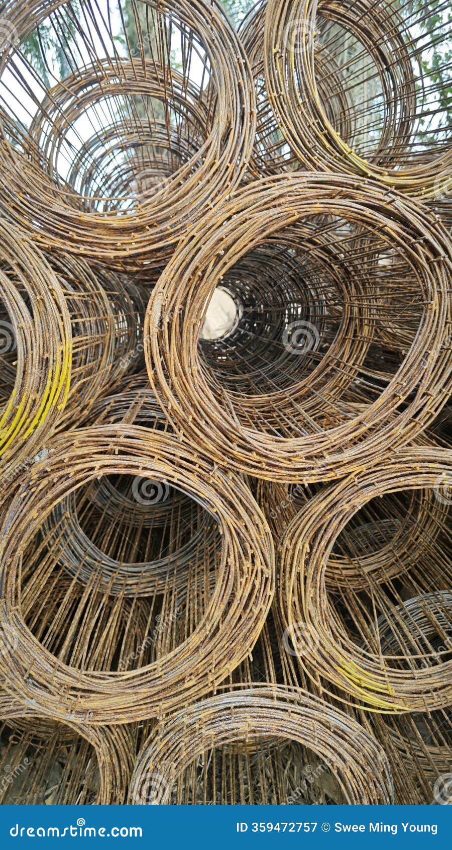 Roll Up Rusty Steel Rebar Grid Reinforcement Frame Lying on the Ground ...