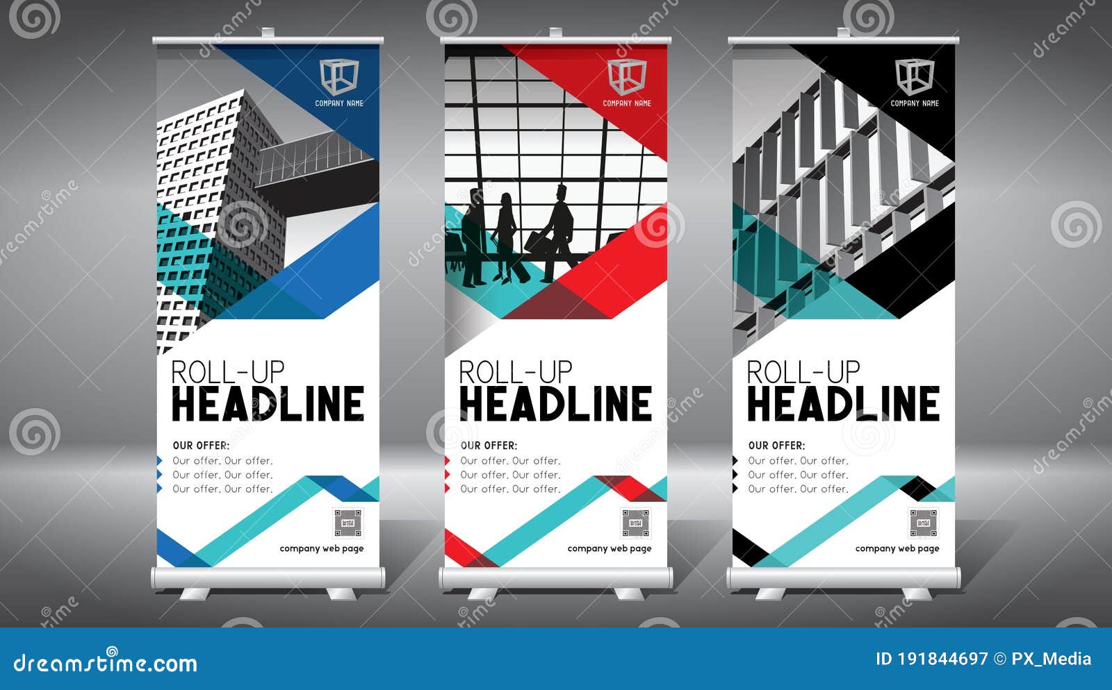 Roll-up Template, Design 85x200 Cm - Modern Office Buildings Stock ...