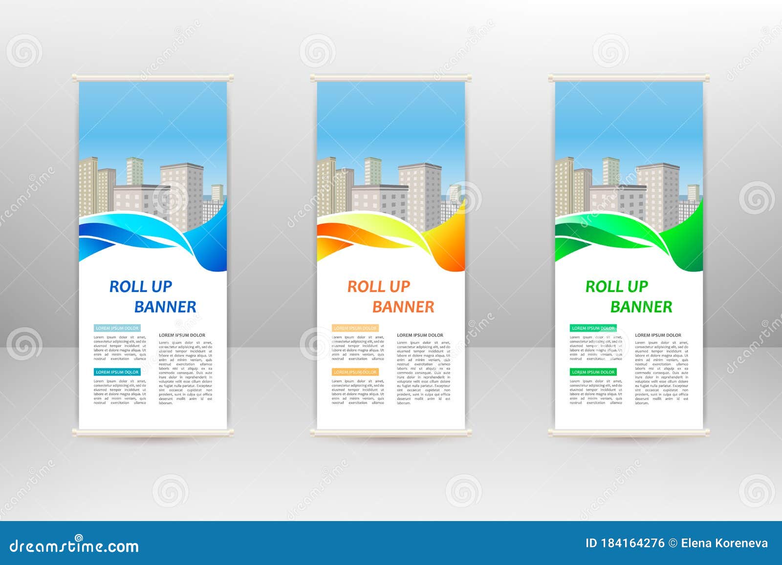 Roll up vertical banner stock vector. Illustration of layout - 184164276