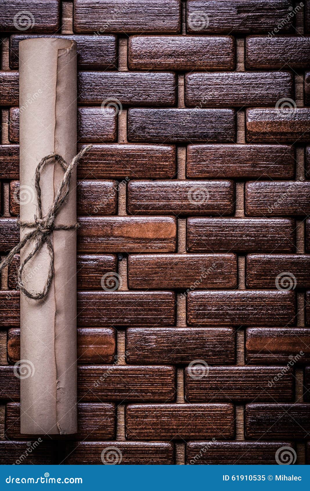 Roll of Vintage Paper with String on Wicker Place Stock Image - Image ...