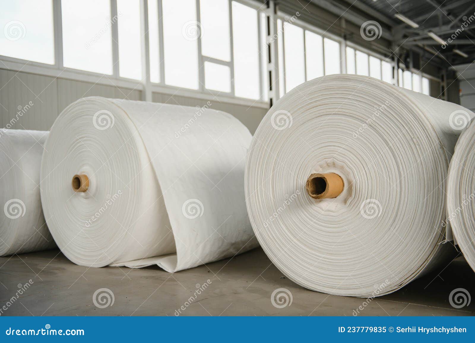 Roll of White Fabric for Cutting Stock Image - Image of isolated ...