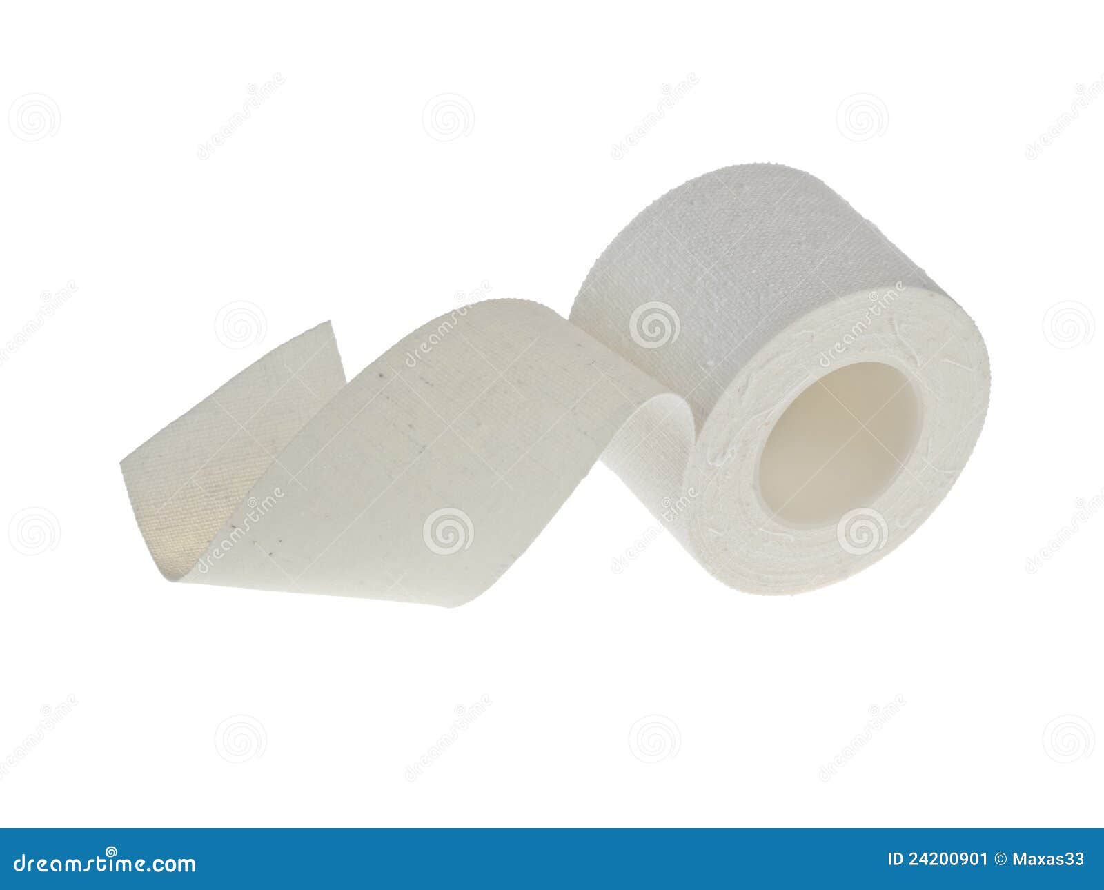 Medical Plaster, Cotton Wool, Scissors And Bandage Isolated On A Blue ...