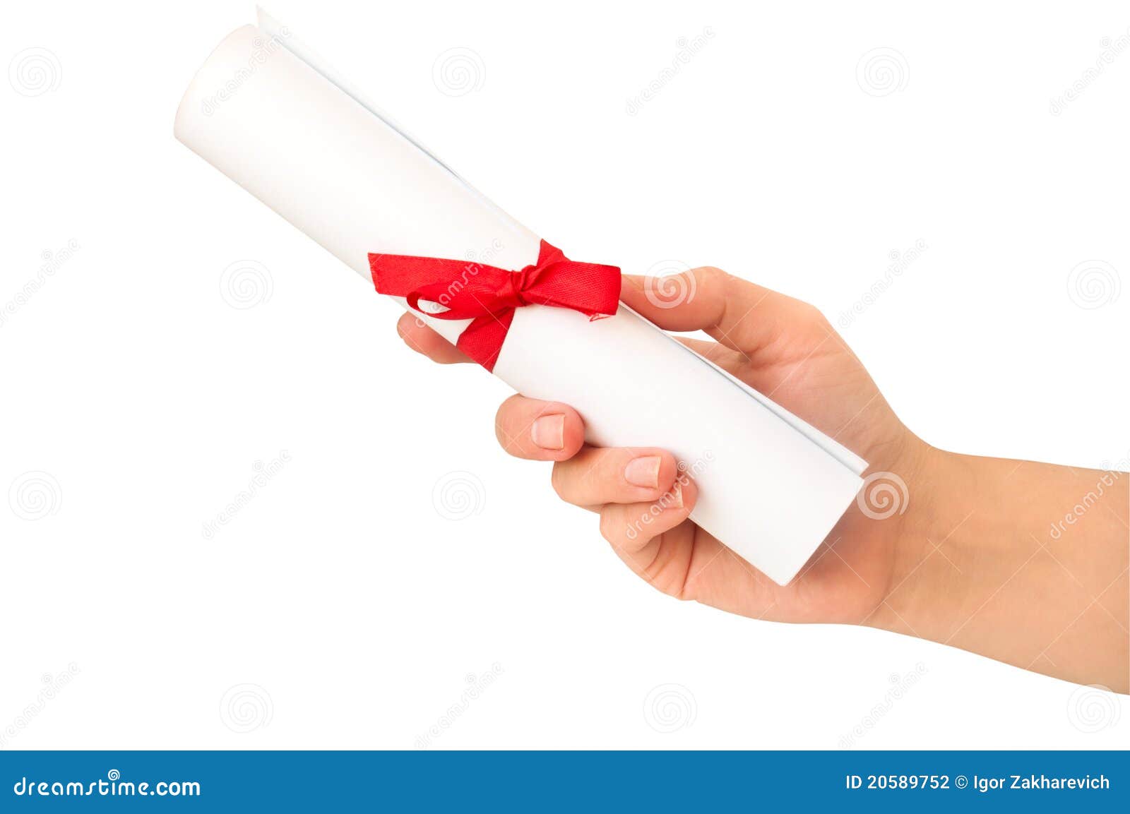 Roll white paper in hand stock photo. Image of bachelor - 20589752