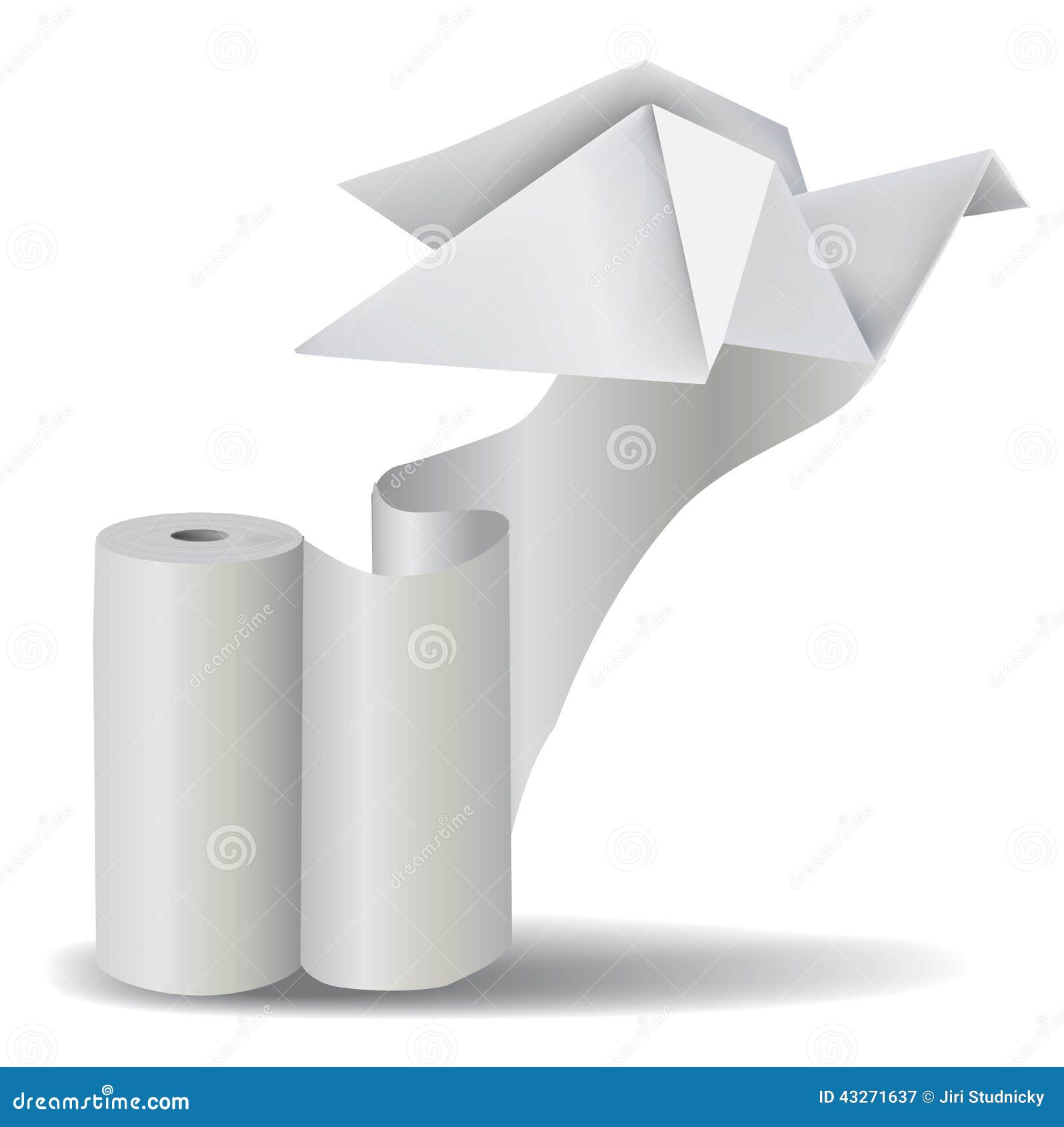 Roll of White Paper with Origami Pigeon. Stock Vector - Illustration of ...