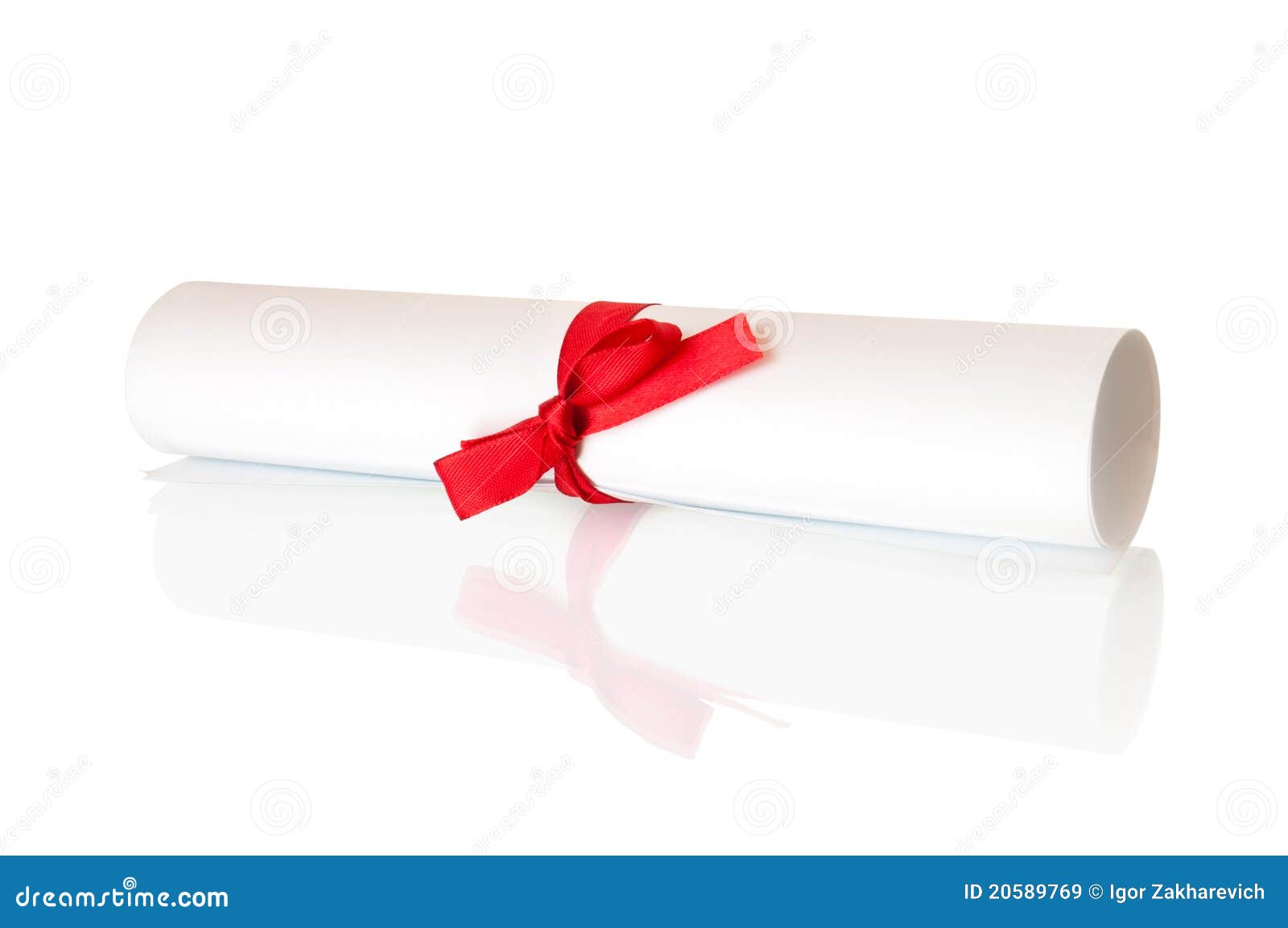 Roll White Paper with Red Ribbon Stock Image - Image of postgraduate ...